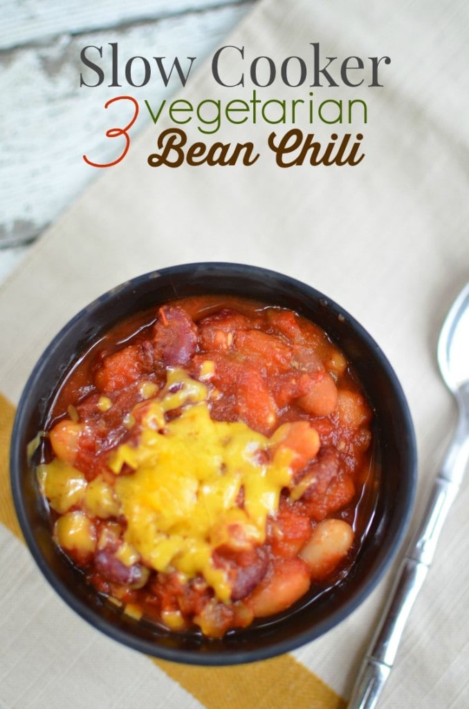 3 Bean Vegetarian Chili Slow Cooker Recipe - Mommy Musings