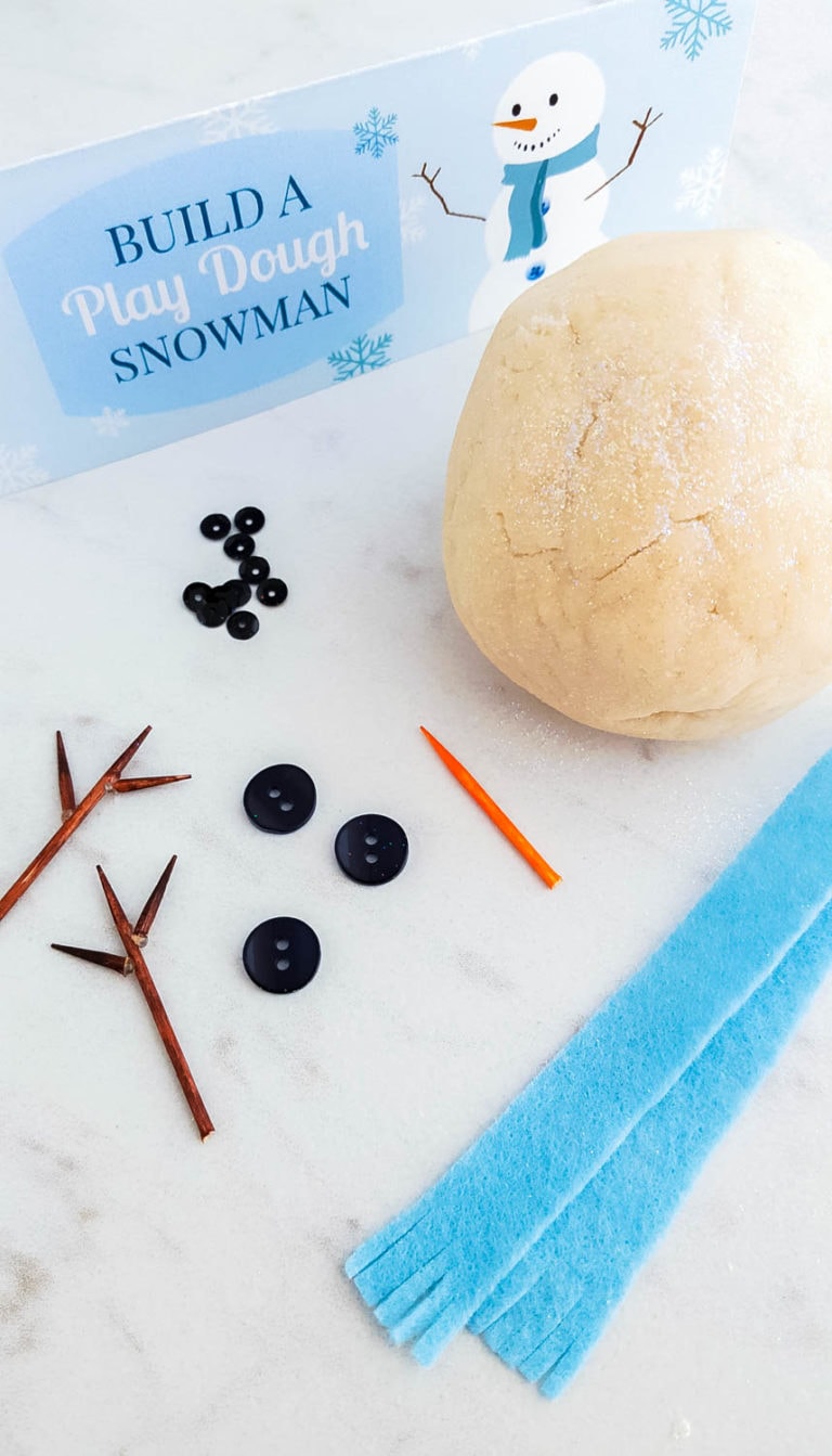 DIY Build a Play Dough Snowman Kit | White Sparkly Playdough Recipe