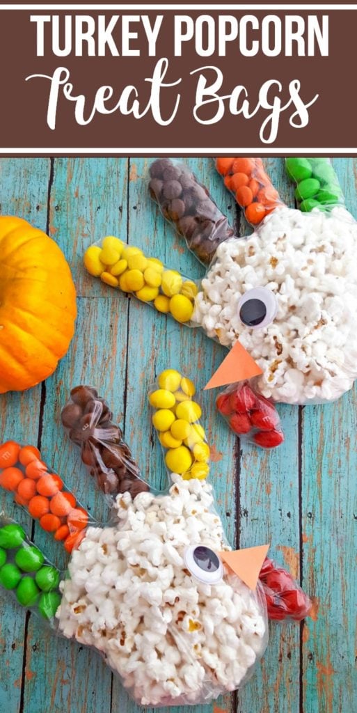 Turkey Popcorn Treat Bags for Thanksgiving