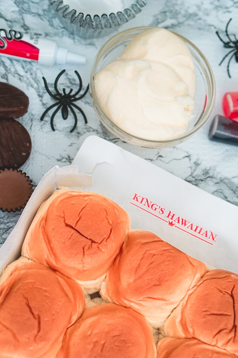 Spider Sweet Rolls with Cream Cheese Frosting