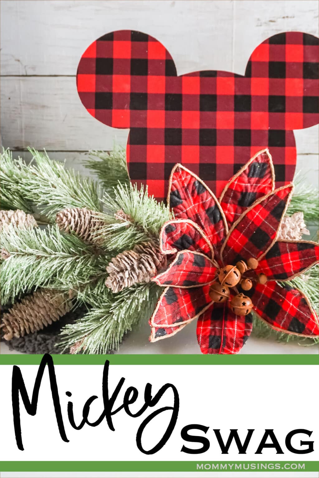 Mickey Silhouette Buffalo Check Centerpiece or Mantle Decor