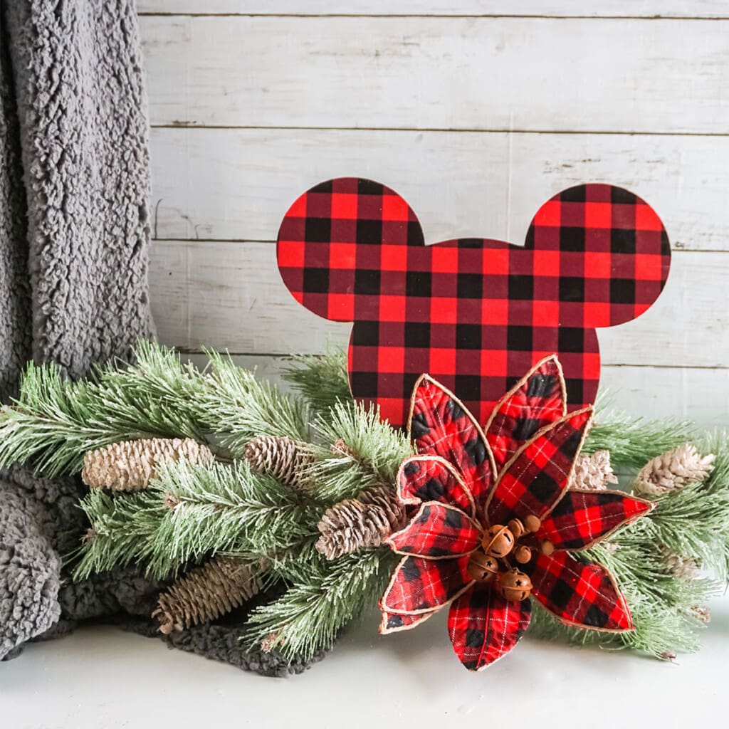 Mickey Silhouette Buffalo Check Centerpiece or Mantle Decor