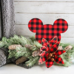 Mickey Silhouette Buffalo Check Centerpiece or Mantle Decor