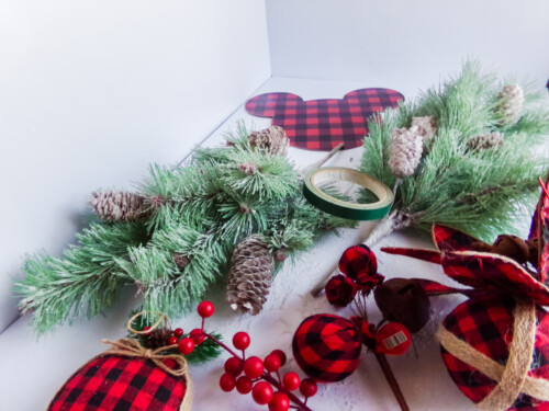 Mickey Silhouette Buffalo Check Centerpiece or Mantle Decor